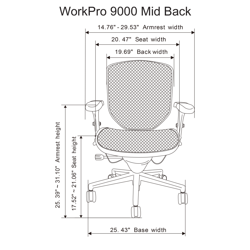 WorkPro Quantum 9000 Series Ergonomic Mesh/Mesh Mid-Back Office Chair ...