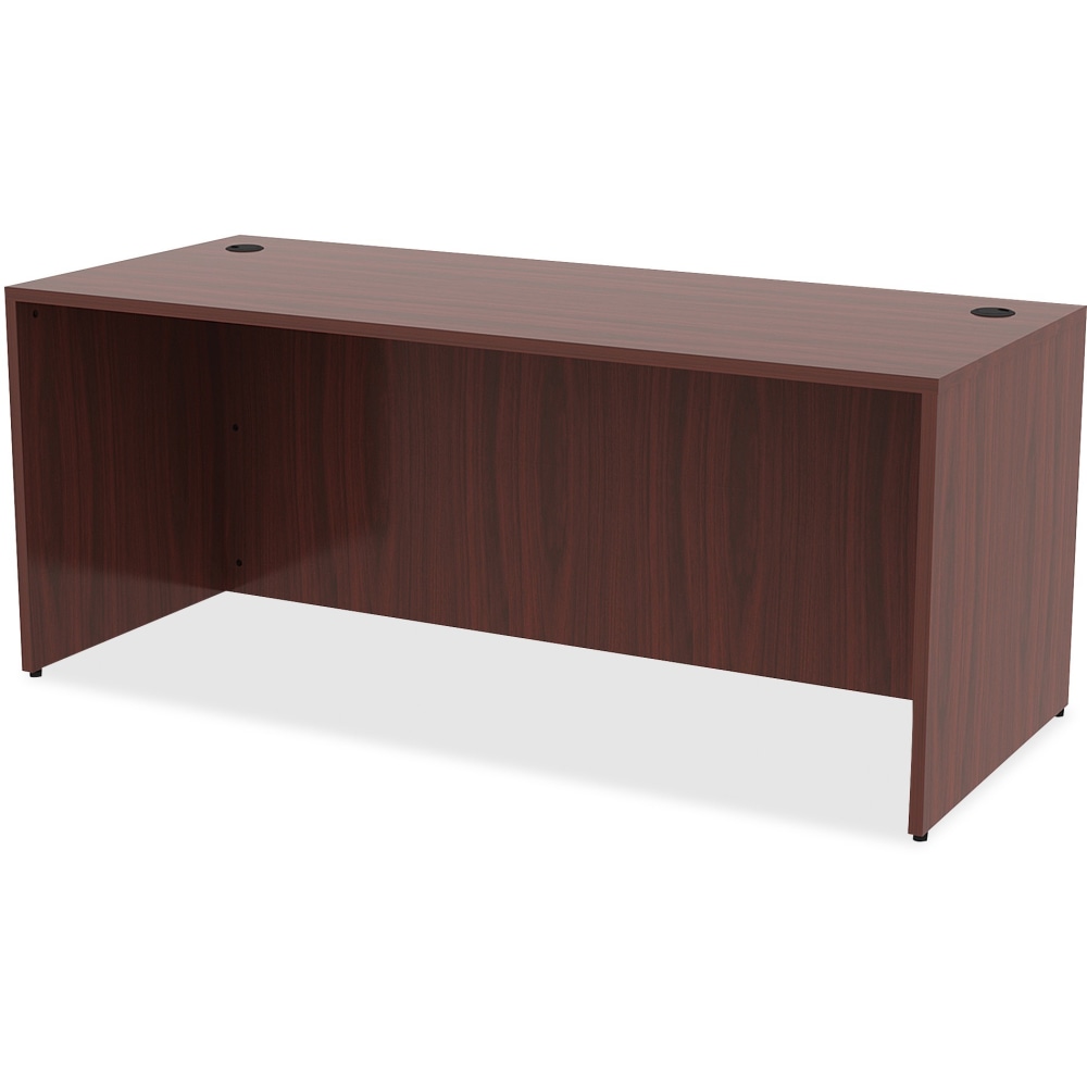 Lorell Essentials 72"W Rectangular Shell Computer Desk, Dark Mahogany ...