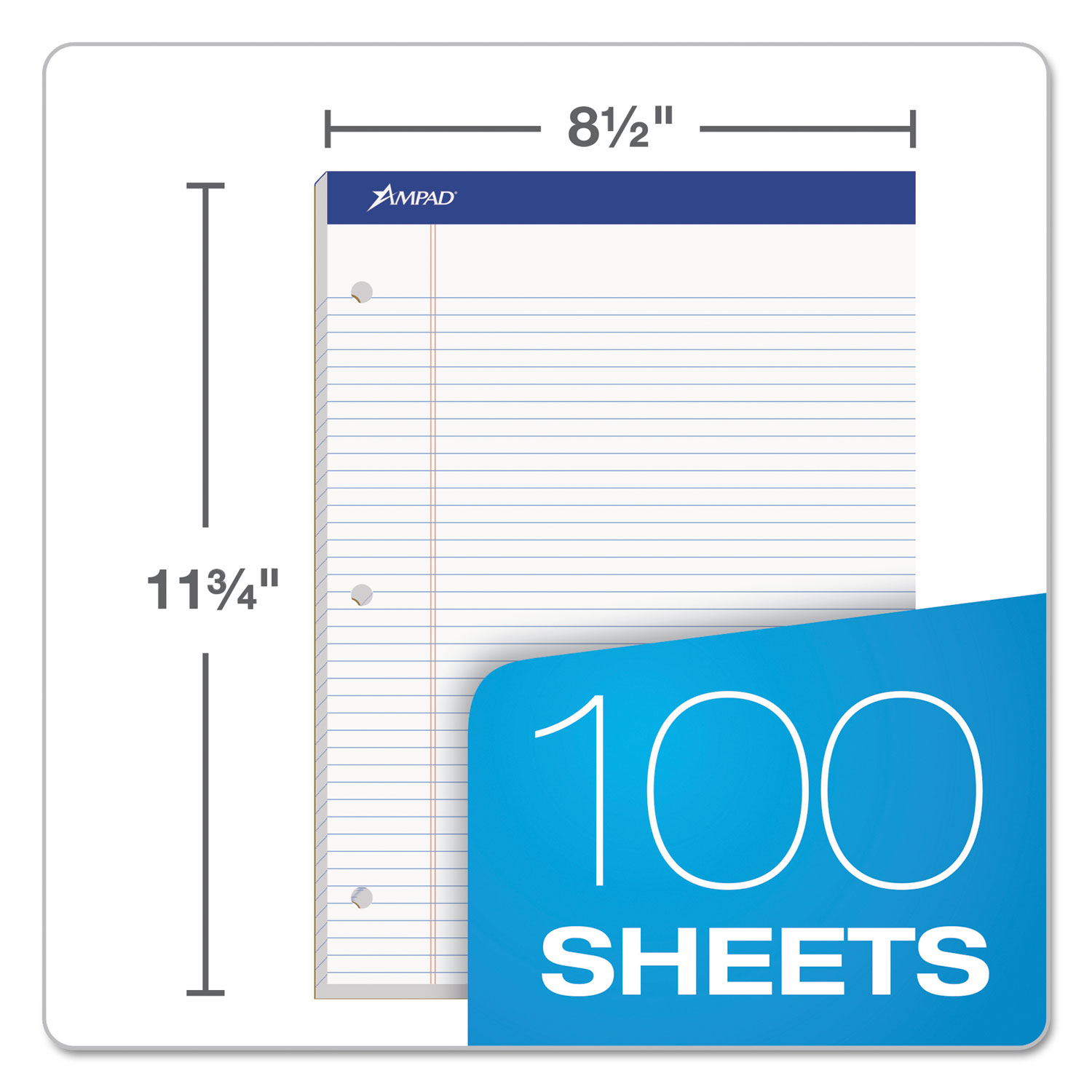 Ampad Double Sheet Writing Pad, Letter Size, Narrow Ruled, 100 Sheets ...