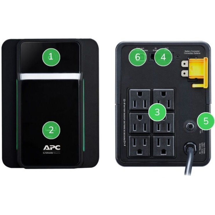 APC Back UPS, 950VA/480W, Tower, 120V, 6x NEMA 5-15R outlets, USB Type ...