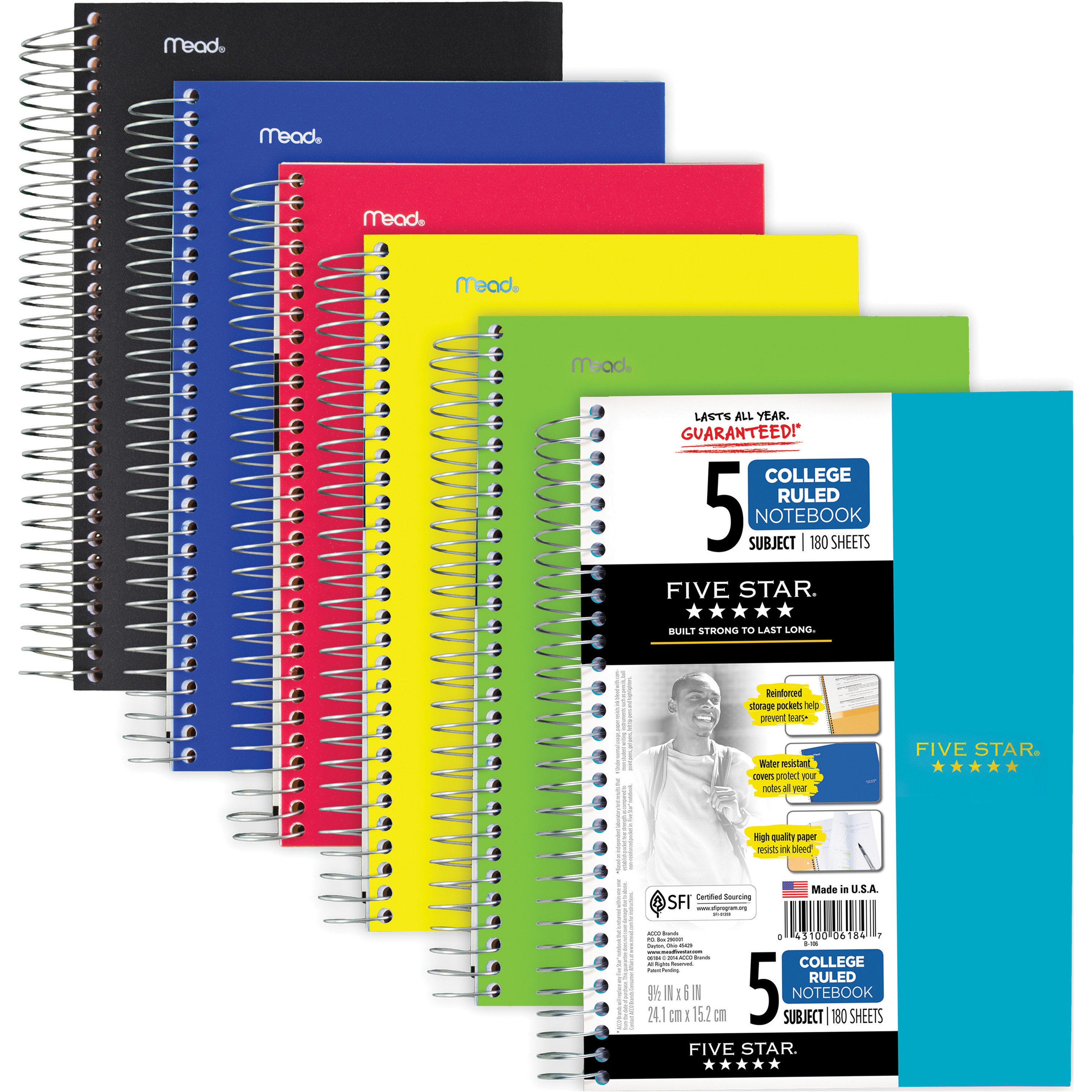 Five Star 5 Subject College Ruled Spiral Notebook OfficeSupply Five Star 5 Subject College Ruled Spiral Notebook OfficeSupply