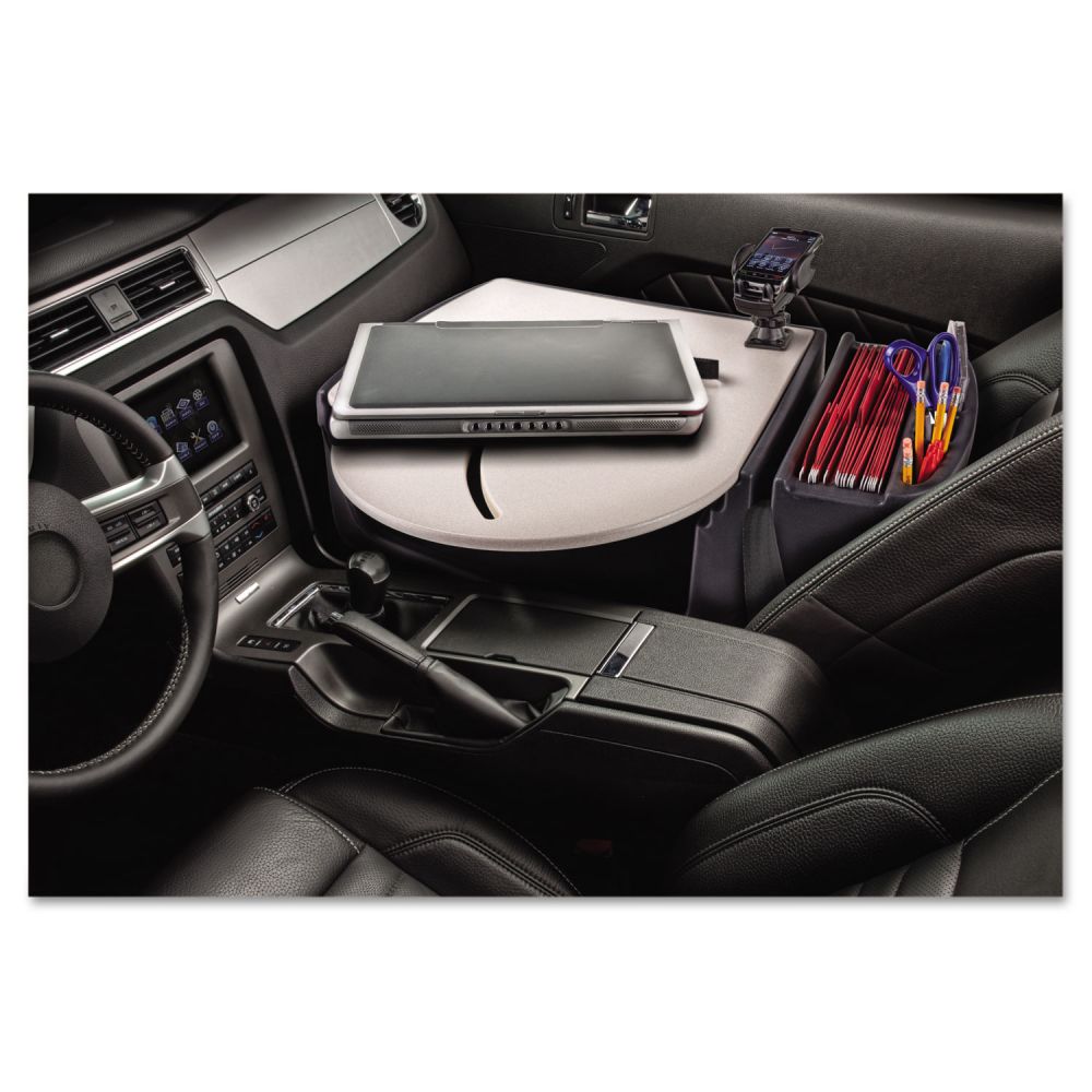 AutoExec Car Desk with Laptop Mount, Supply Organizer, Gray ...