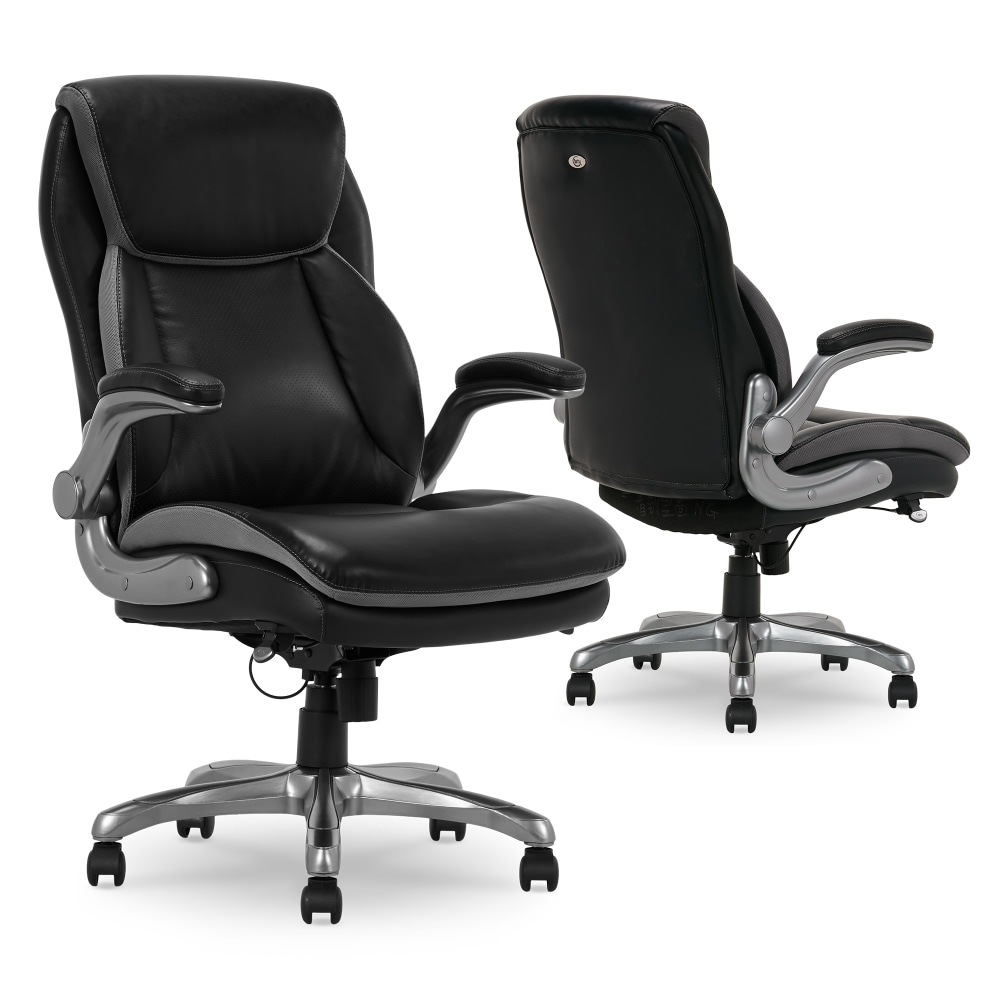 Serta Smart Layers Brinkley Ergonomic Bonded Leather High-Back Executive Office Chair, Black ...