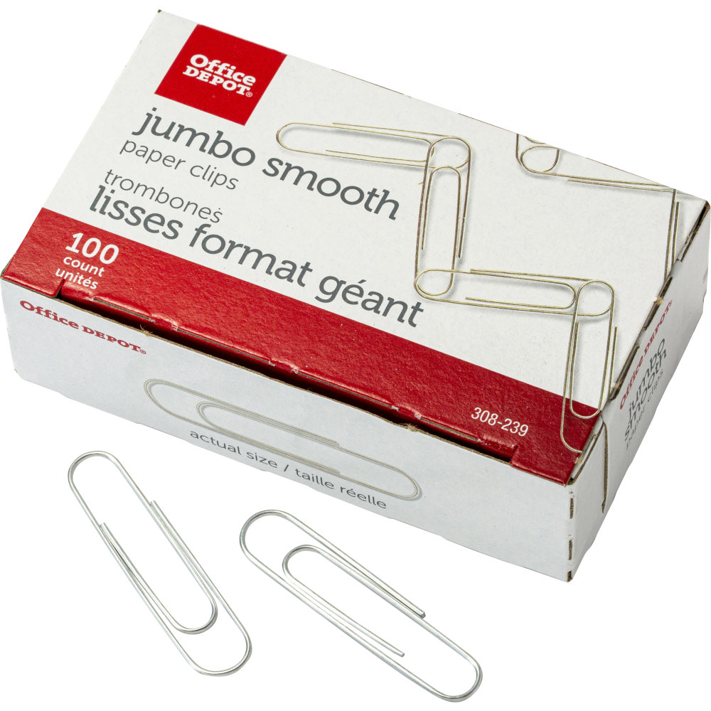 Paper Clips, Jumbo, Silver, Pack Of 10 Boxes, 100 Clips Per Box, 1,000 ...