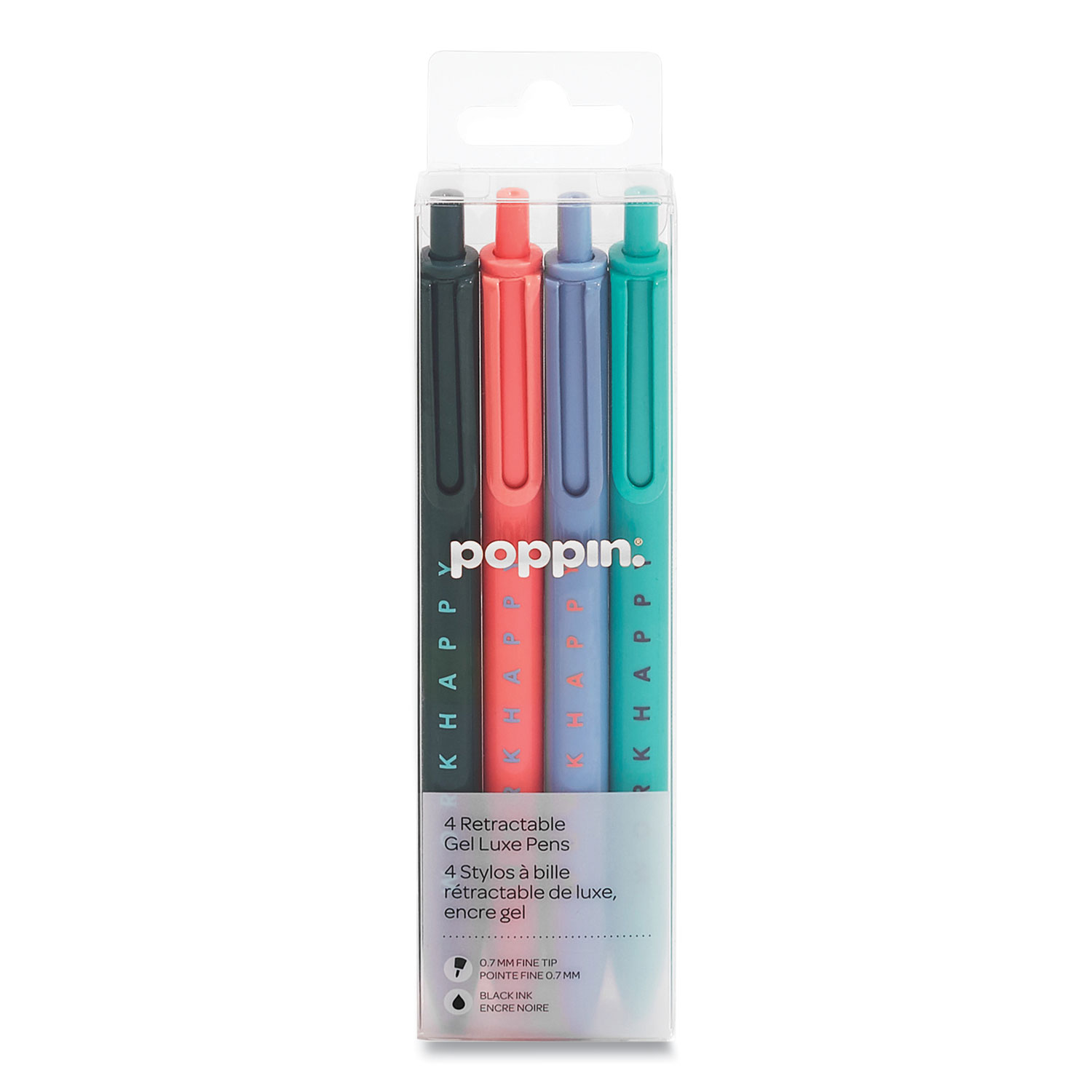 Poppin Work Happy Gel Pen, Retractable, Fine 0.7 mm, Black Ink ...