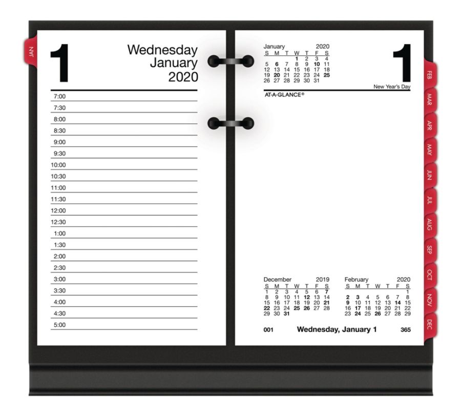 AT-A-GLANCE V3 Daily Desk Calendar Refill With Monthly Tabs, 3-1/2" x 6 ...