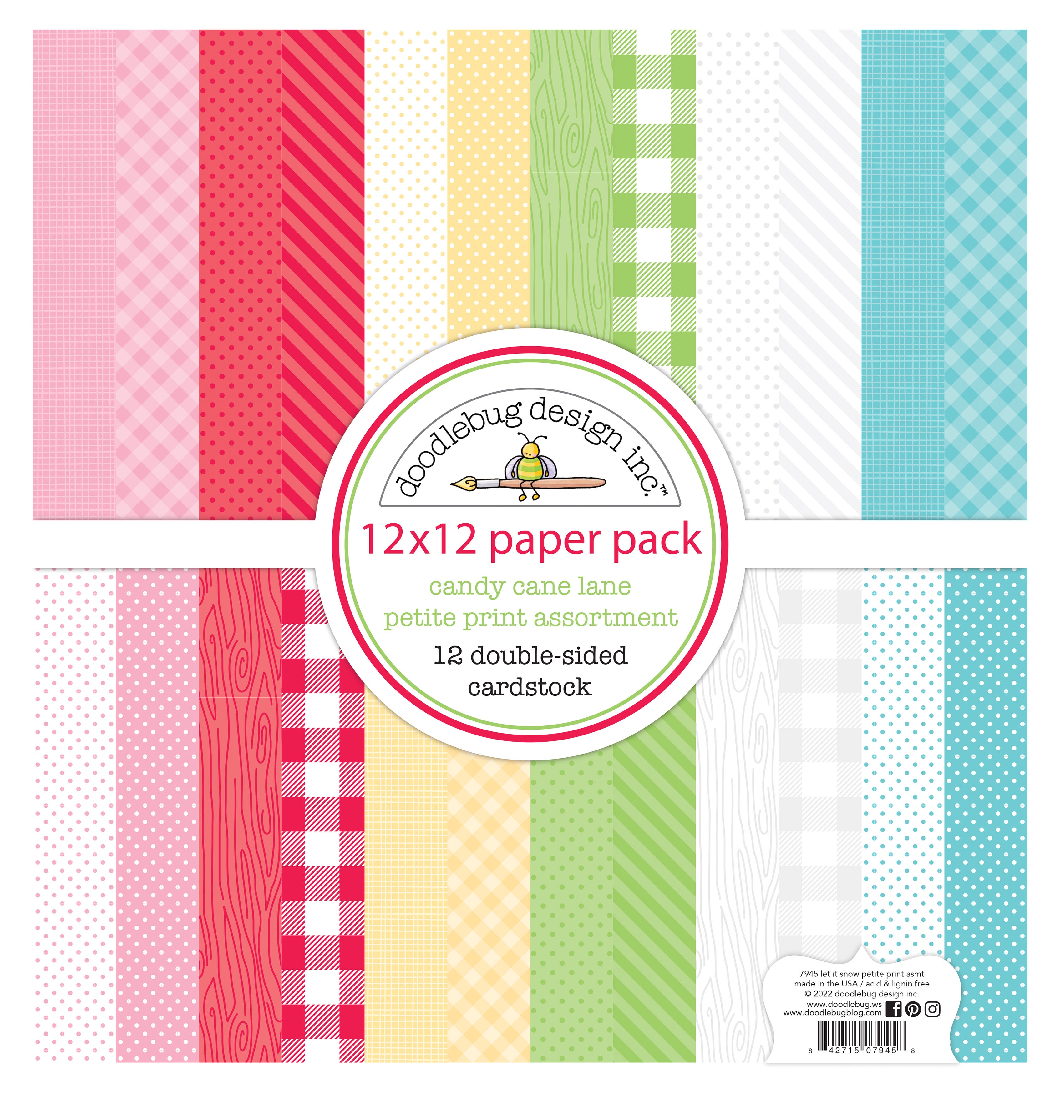 Doodlebug Petite Prints Double-Sided Cardstock 12"X12" 12/Pk ...
