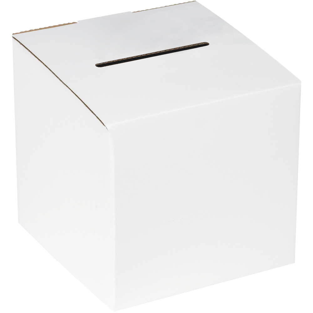 10 x 10 x 9-10" White Ballot Box - BOXMBALLOT | OfficeSupply.com