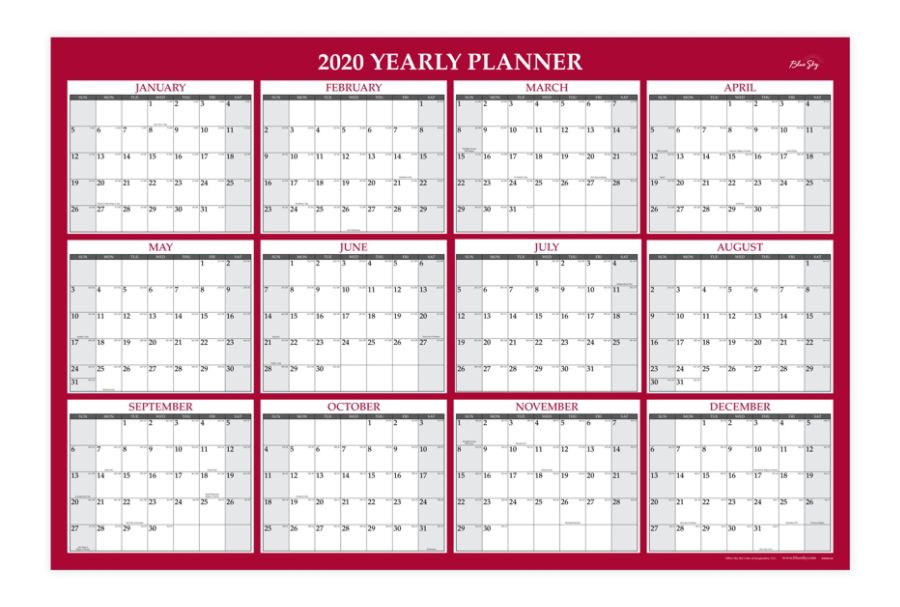Blue Sky Jumbo Laminated Dry-Erase Yearly Wall Calendar, 32" x 48 ...