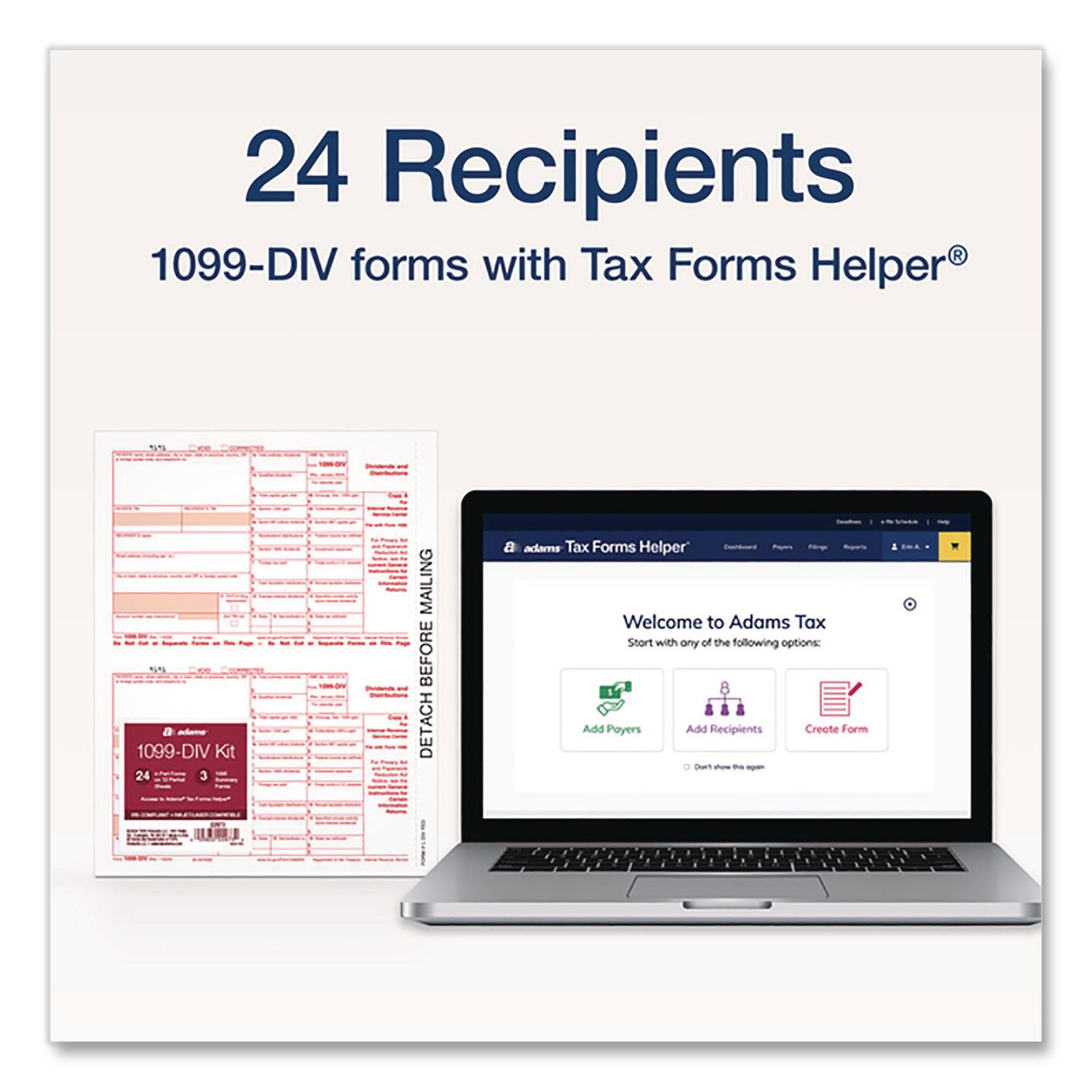 Adams 4-Part 1099-DIV Tax Forms with Tax Forms Helper, Fiscal Year ...