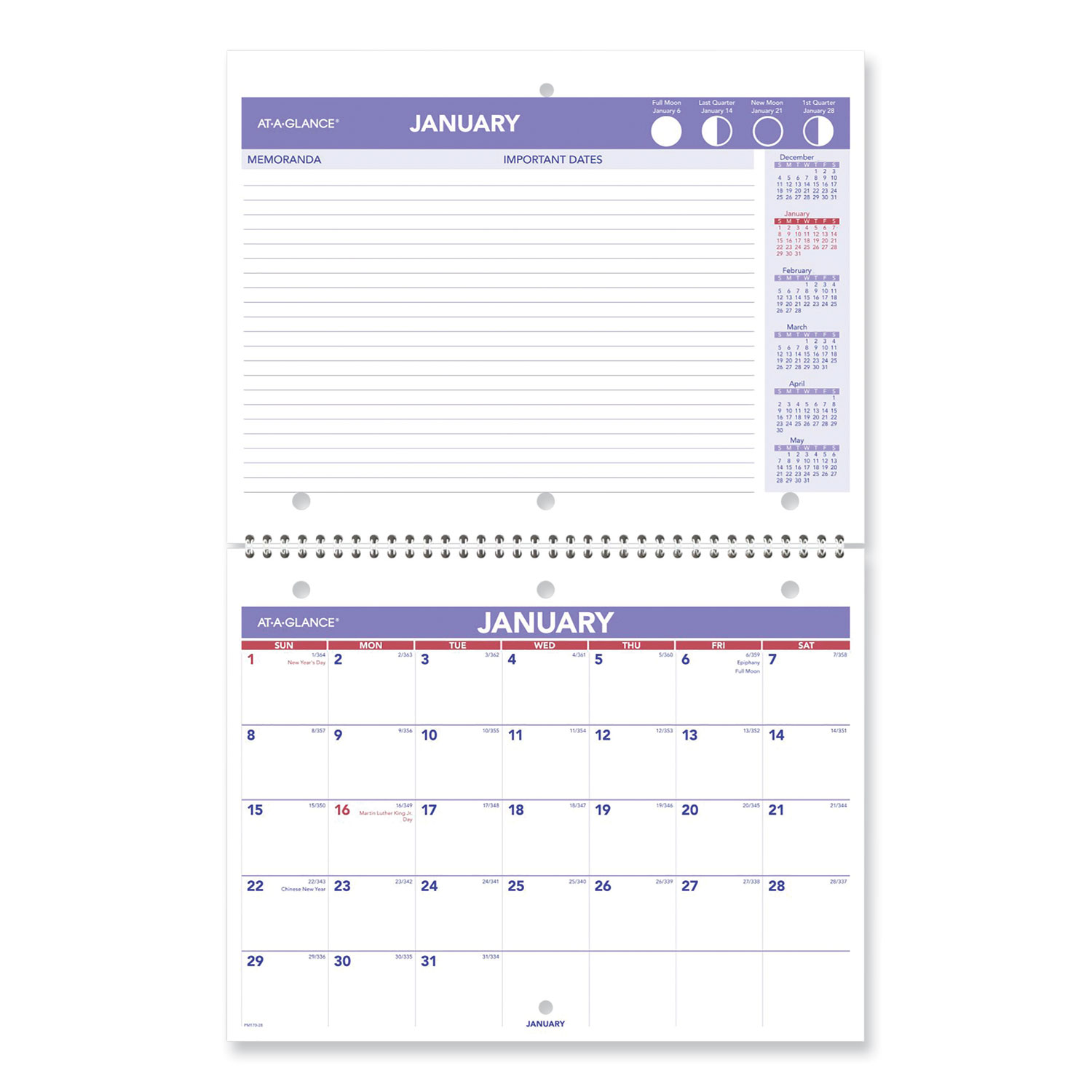 AT-A-GLANCE Monthly Twin-Wire Flip-Back Desk/Wall Calendar, 11 x 8.5 ...