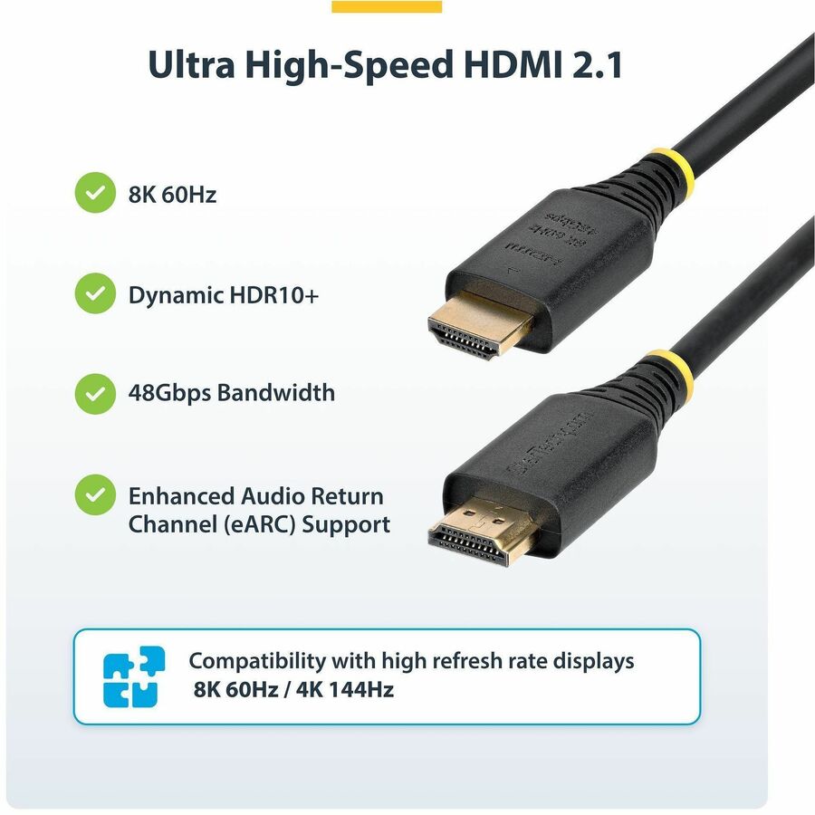StarTech.com 6ft (1.8m) Certified Ultra High Speed HDMI Cable, 8K 60Hz/4K 120Hz, HDMI 2.1 Cable ...