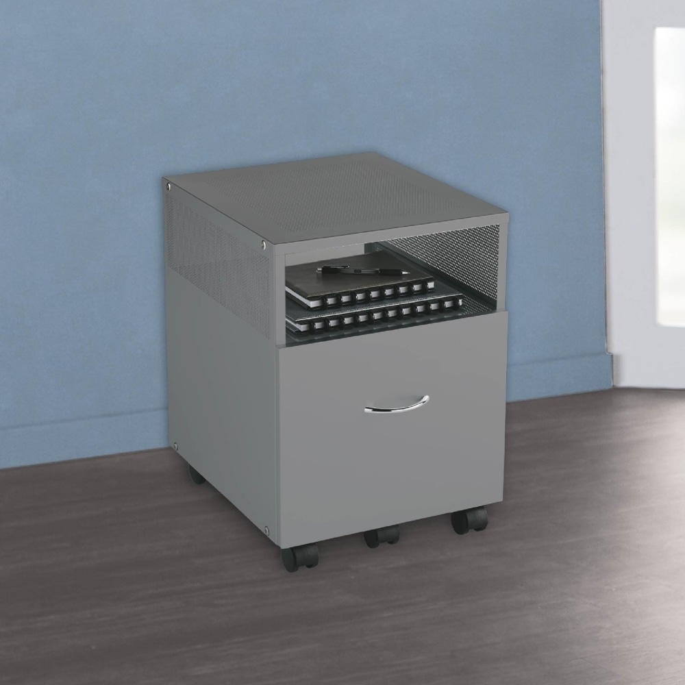 Vista 20"D Metal Mobile File Storage Cart, Silver | OfficeSupply.com