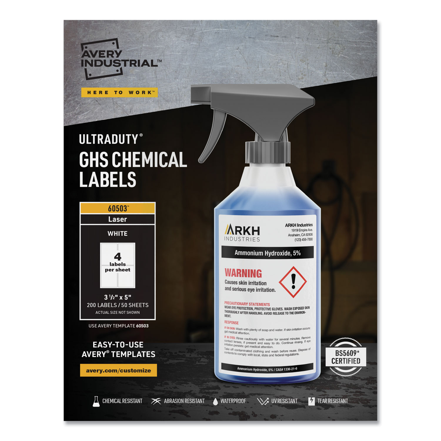 Avery UltraDuty GHS Chemical Waterproof And UV Resistant Labels 3 5 X Avery UltraDuty GHS Chemical Waterproof And UV Resistant Labels 3 5 X
