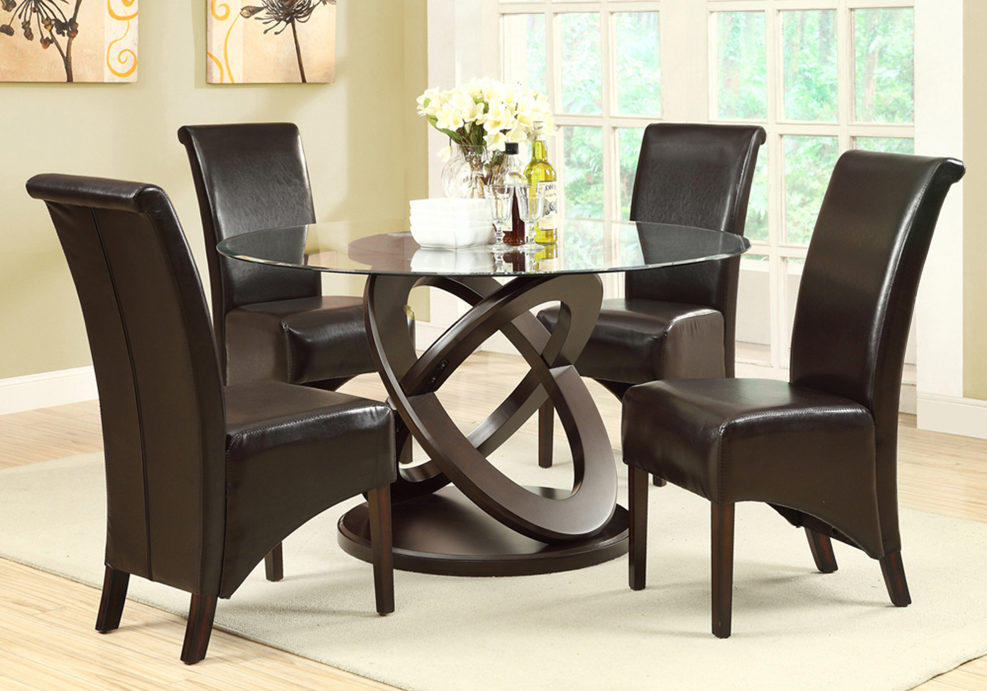 Dining Table 48 Round Small Kitchen Dining Room Brown Wood Clear