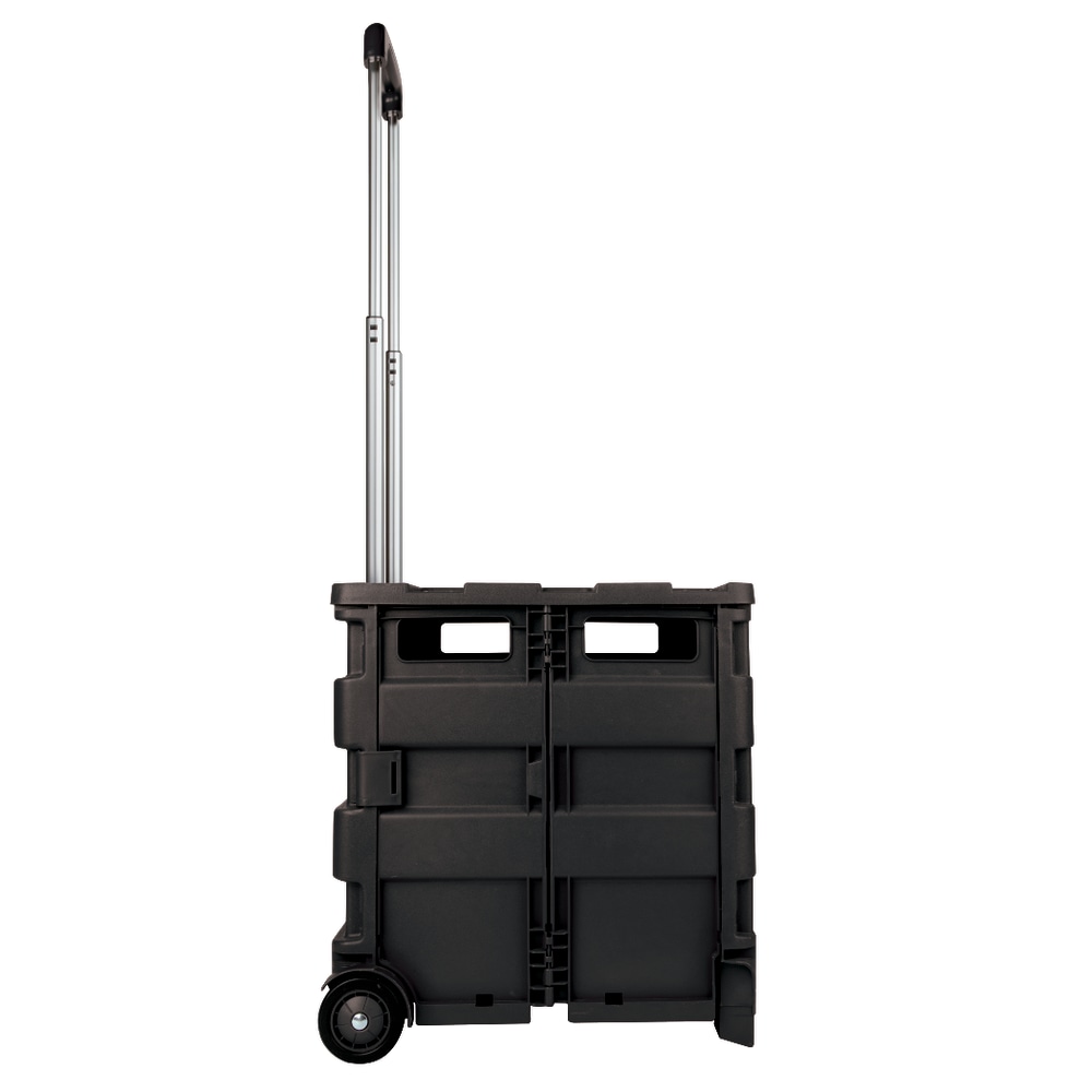 Mobile Folding Cart With Lid, 16"H x 18"W x 15"D, Black | OfficeSupply.com