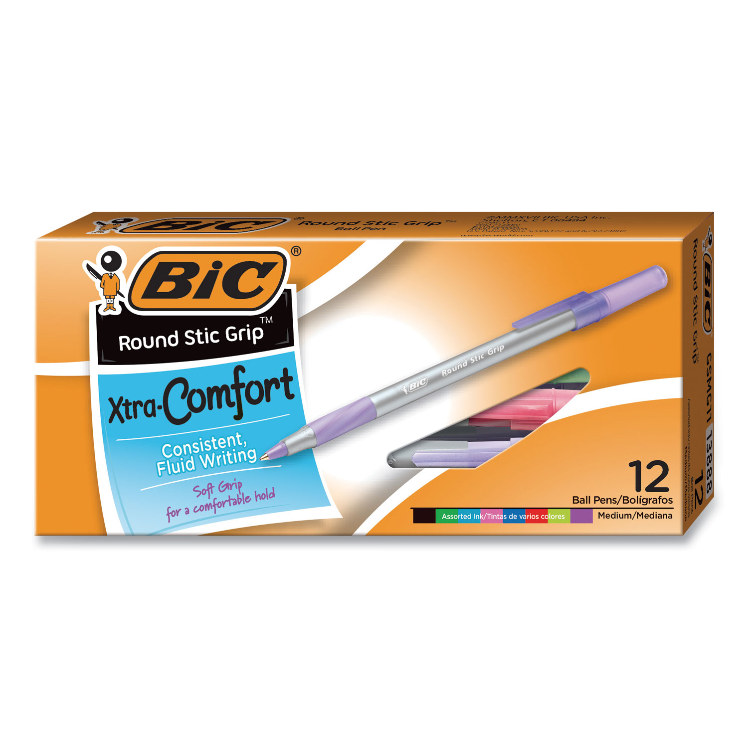 BIC Round Stic Grip Xtra Comfort Ballpoint Pen, Stick, Medium 1 mm ...
