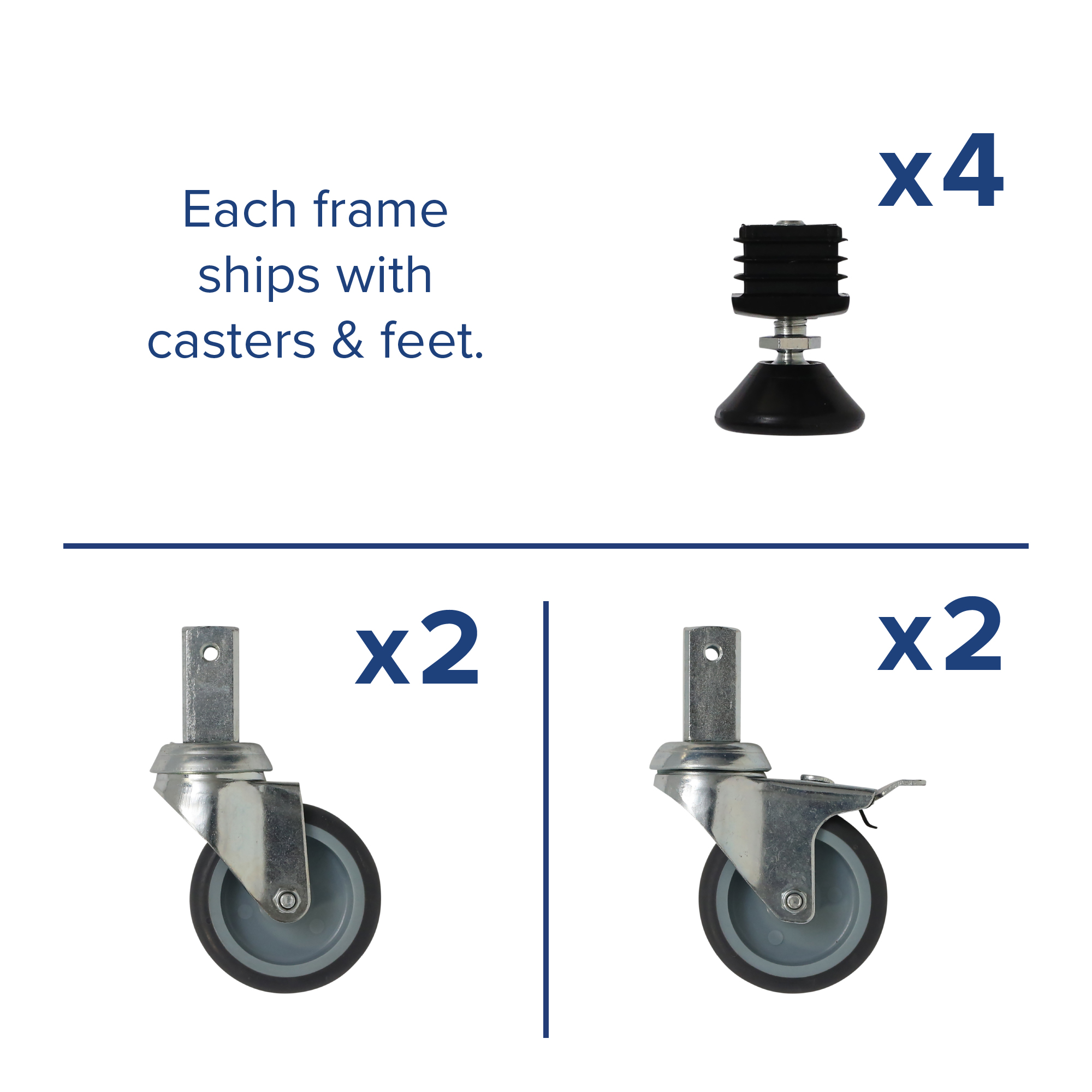 Dynamis Low Triple Cart Set 60 Silver (44) with 3" Casters, 2 braked ...