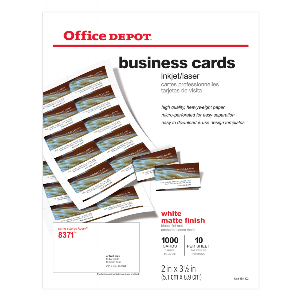 Matte Business Cards, 2" x 3 1/2", White, Pack Of 1,000 | OfficeSupply.com