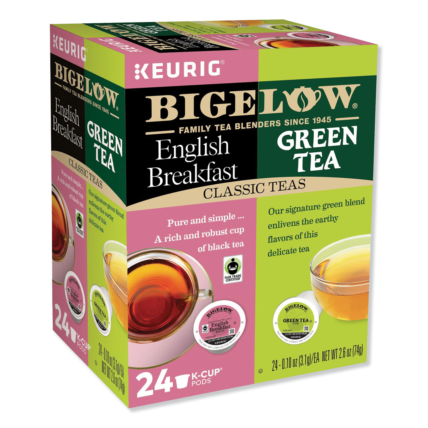 Bigelow Green Tea and English Breakfast Variety Pack, 24/Box ...