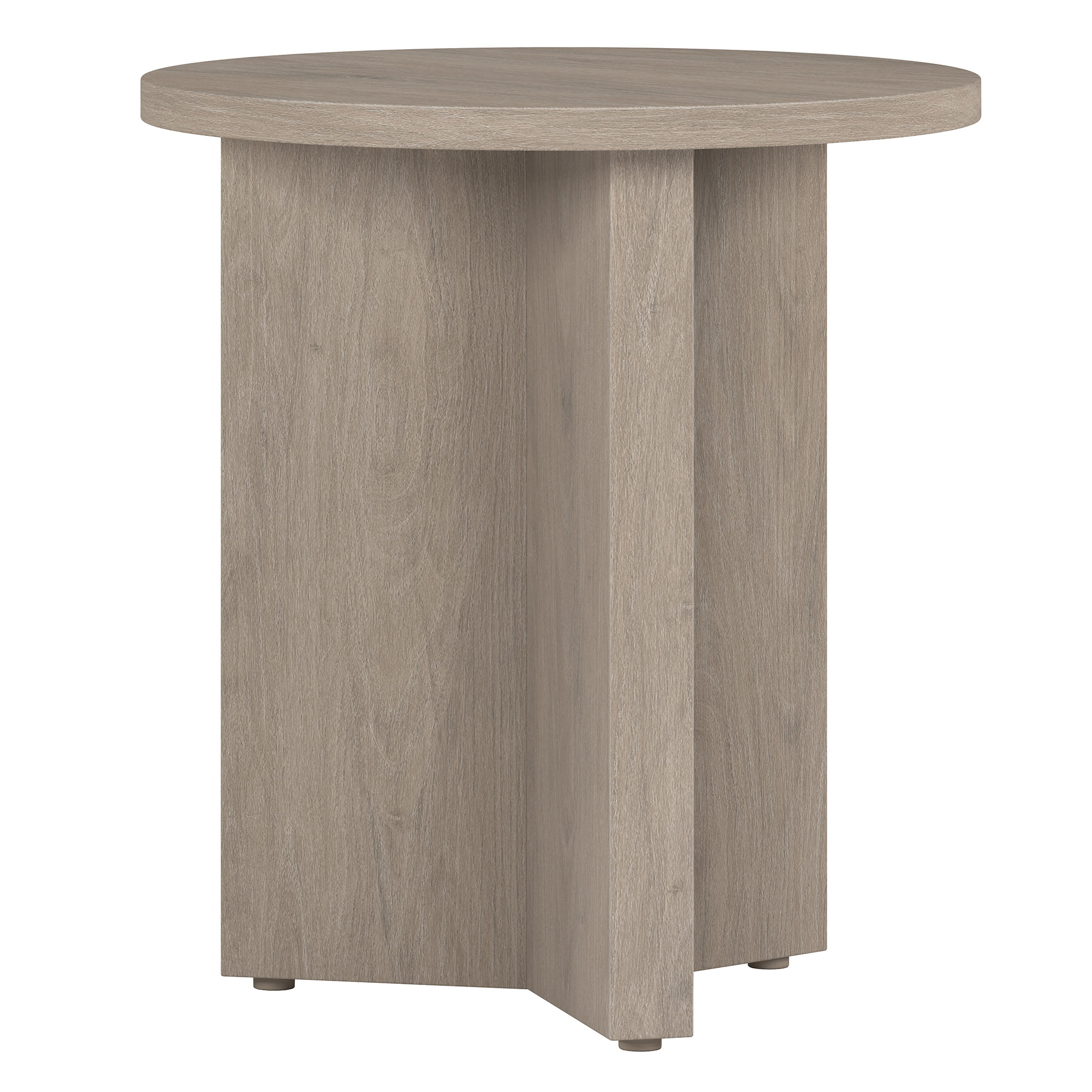 Anders 20" Wide Round Side Table in Antiqued Gray Oak | OfficeSupply.com