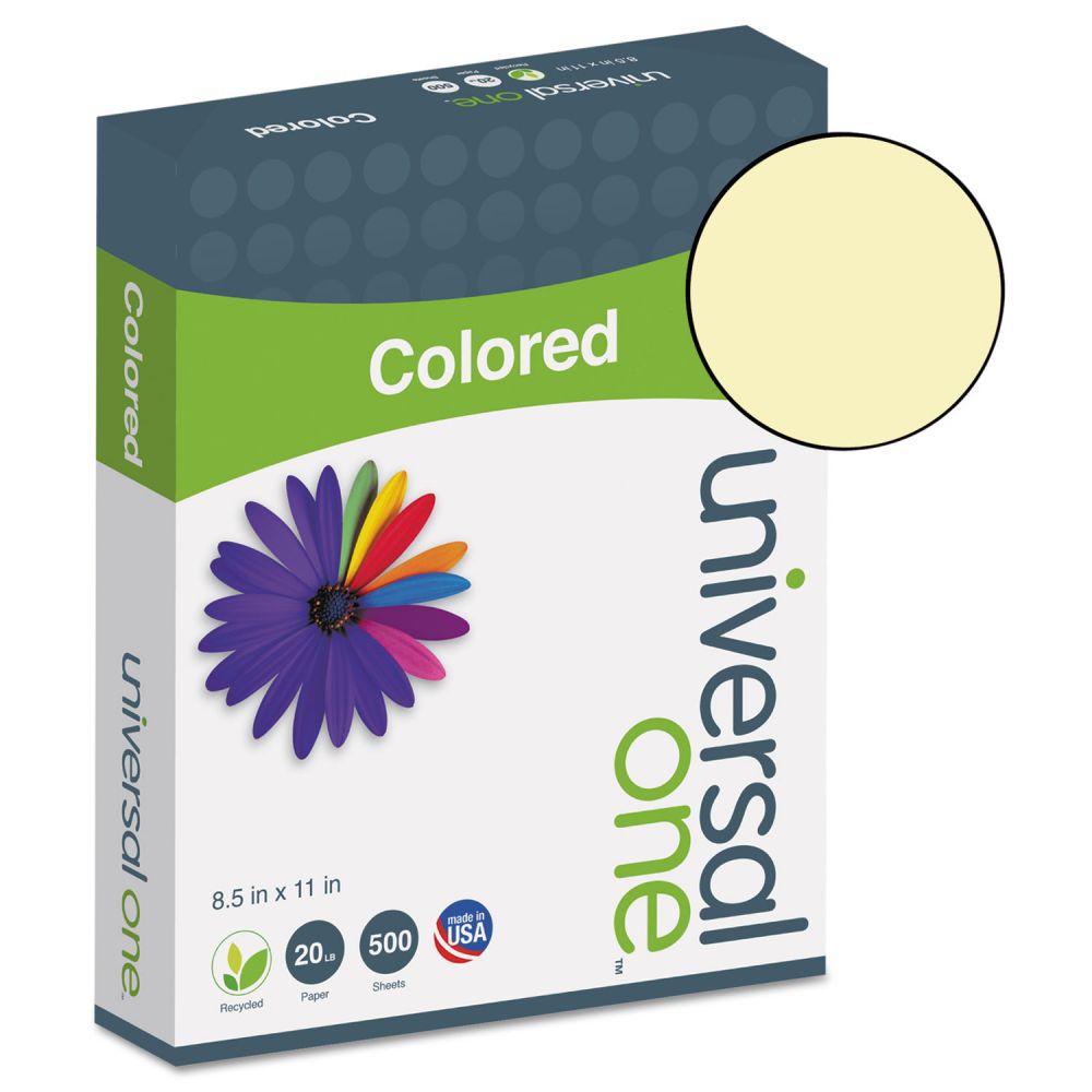 Universal Colored Paper, 20 lb, 8 1/2 x 11, Canary, 500 Sheets/Ream ...