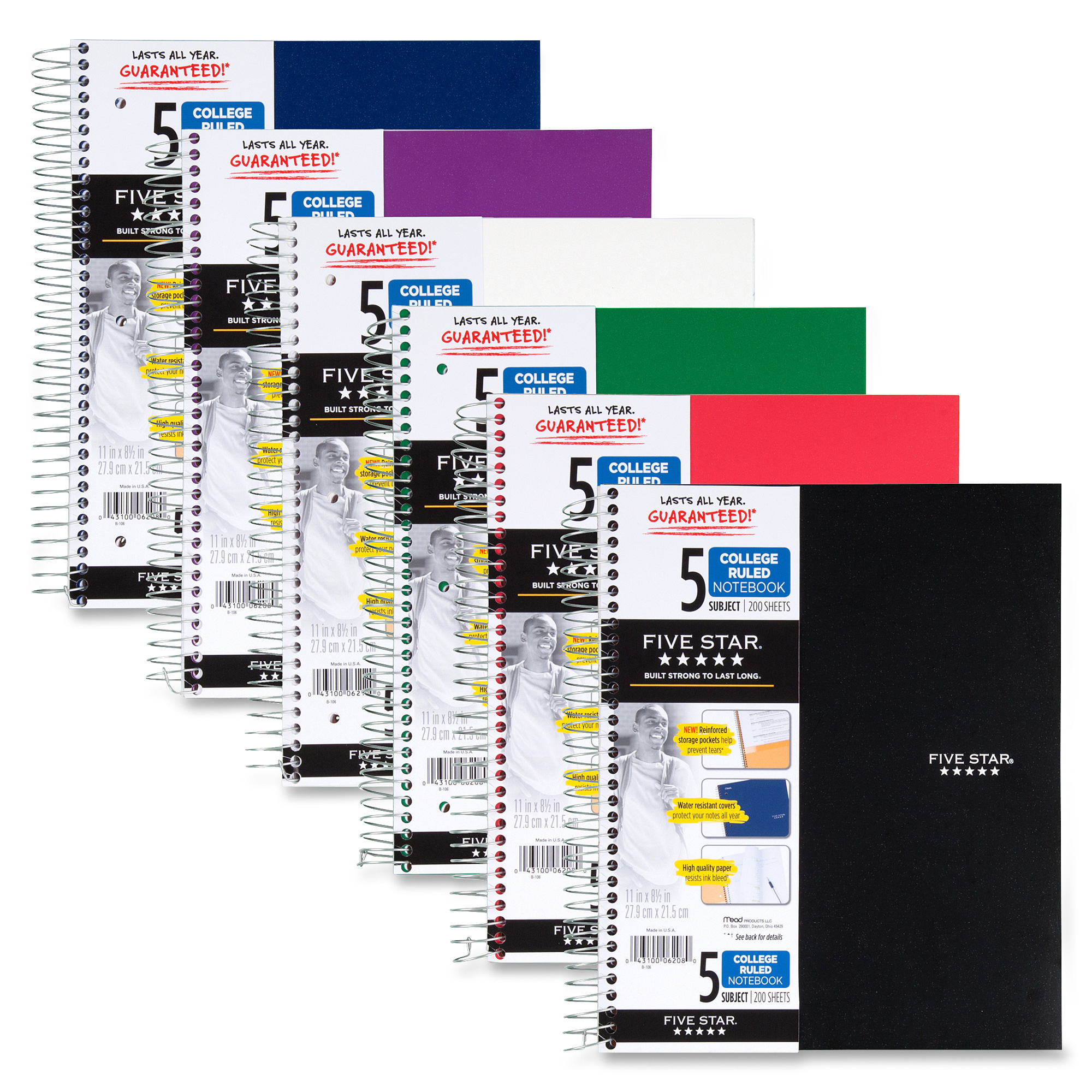 Five Star 5 Subject College Ruled Spiral Notebook MEA06208 EBay