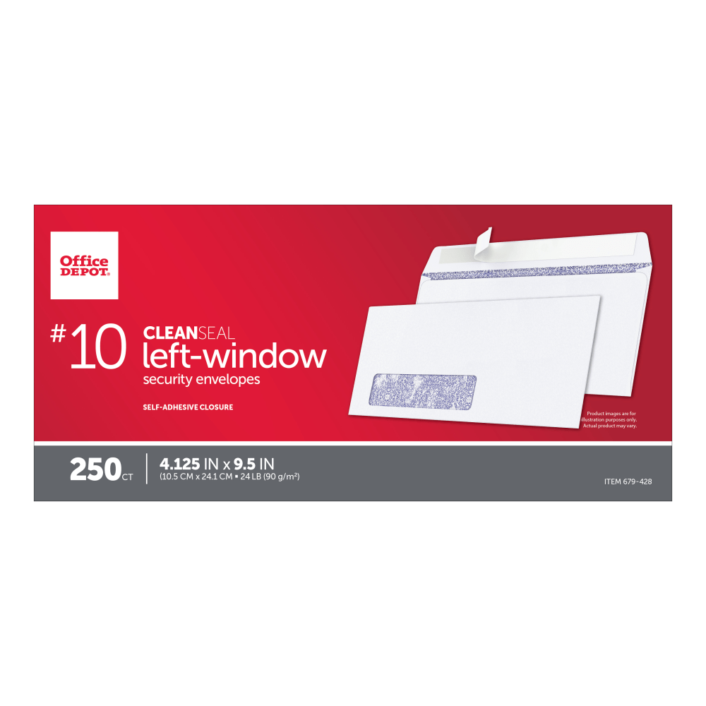 #10 Security Envelopes, Left Window, 4-1/8