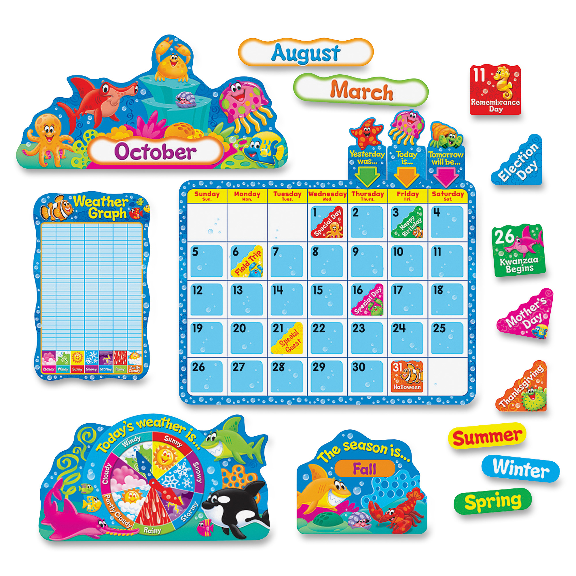 Trend Sea Buddies Calendar Bulletin Board Set | OfficeSupply.com