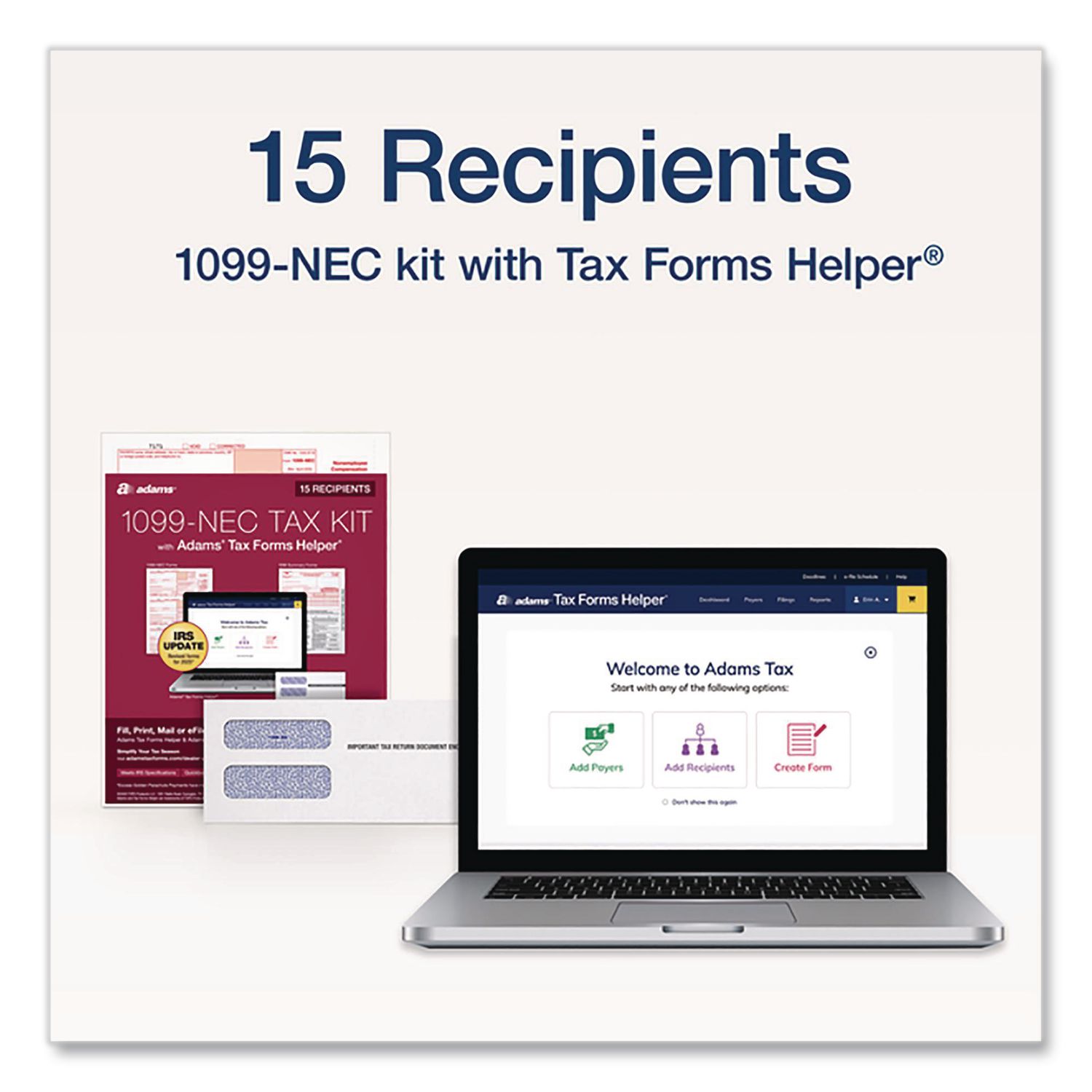 Adams 4-Part 1099-NEC Tax Form Kit with Envelopes and Tax Forms Helper ...