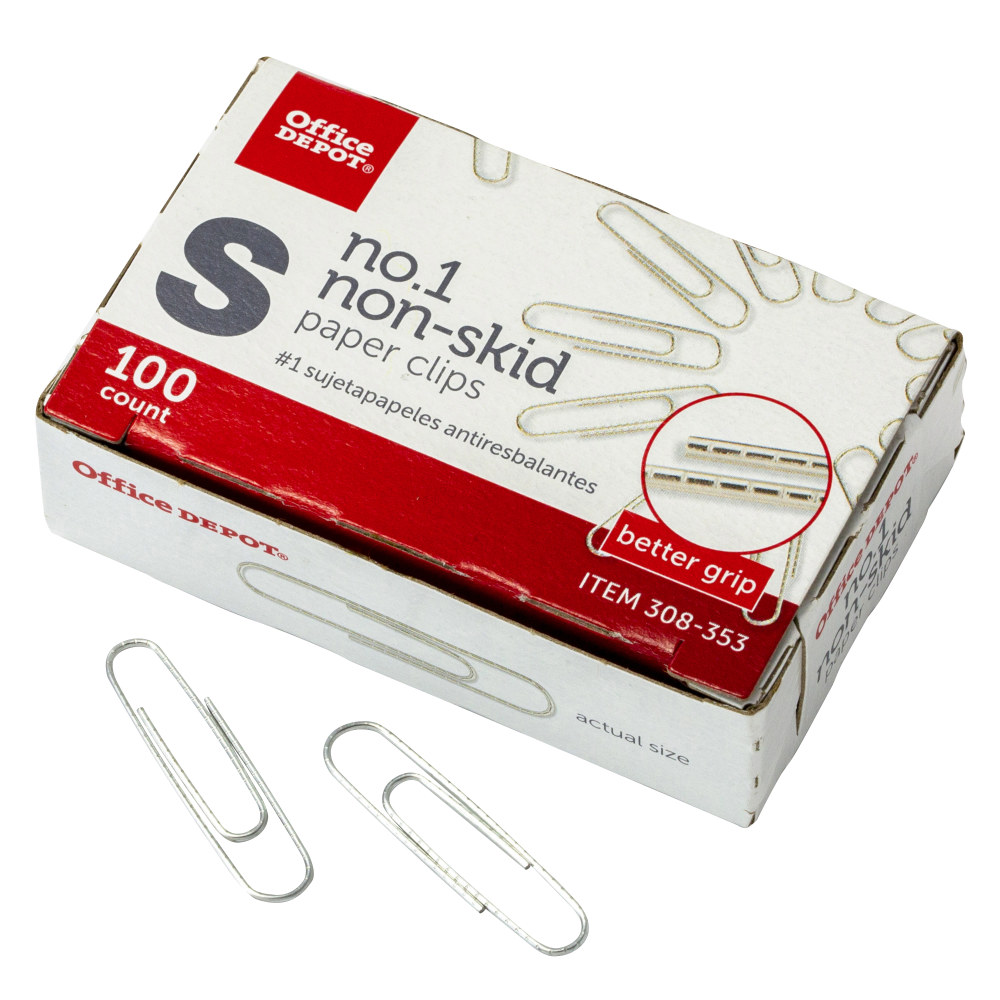 Non-Skid Paper Clips, No. 1, Small, Silver, Pack Of 10 Boxes, 100 Per ...