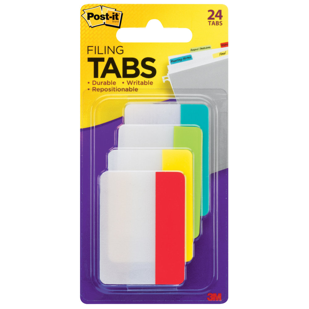 Post-it Tabs, 1.5 in. x 2 in., 1 Pack, 24 Tabs/Pack, Assorted Colors ...