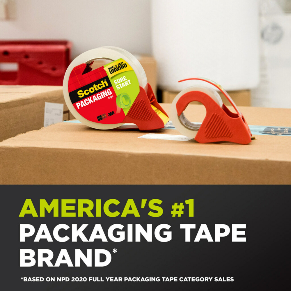 Scotch Sure Start Shipping Tape, 6 Tape Rolls with Dispensers, 1 7/8 in ...