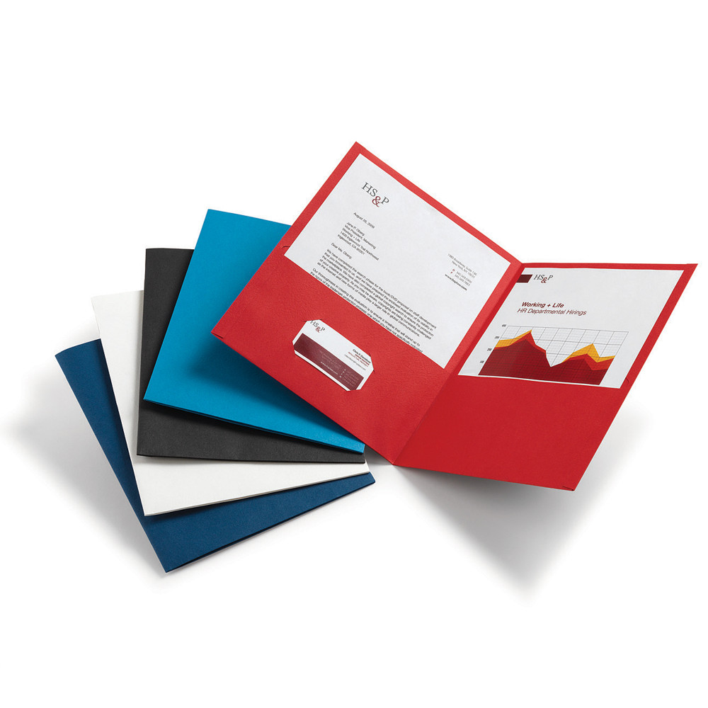 2-Pocket Textured Paper Folders, Assorted Colors, Pack Of 10 ...