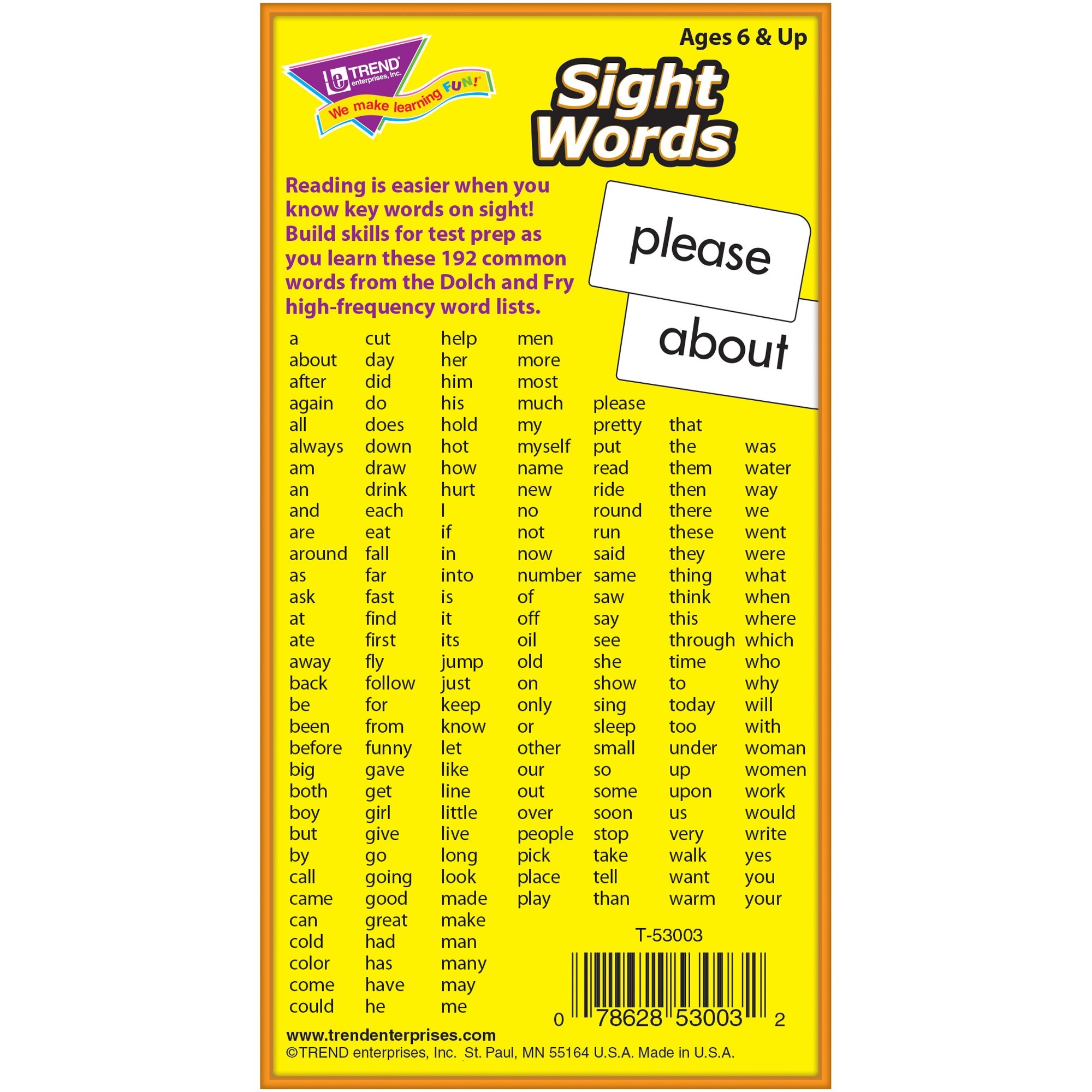 Trend Sight Words Skill Drill Flash Cards | OfficeSupply.com