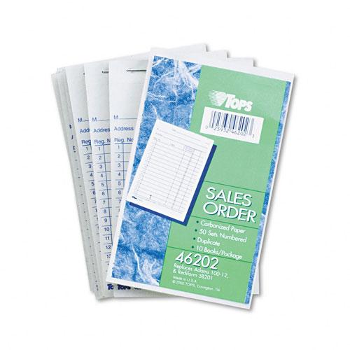 TOPS Sales Pad, 3-3/8 x 5, Carbon-Backed Originals, 10 50-Set Pads/Pack ...