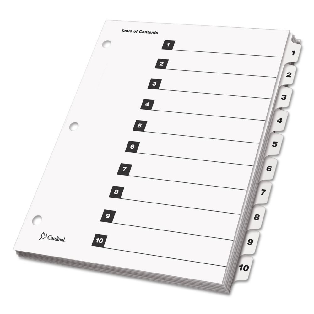 Cardinal OneStep Printable Table of Contents and Dividers, 10-Tab, 1 to ...