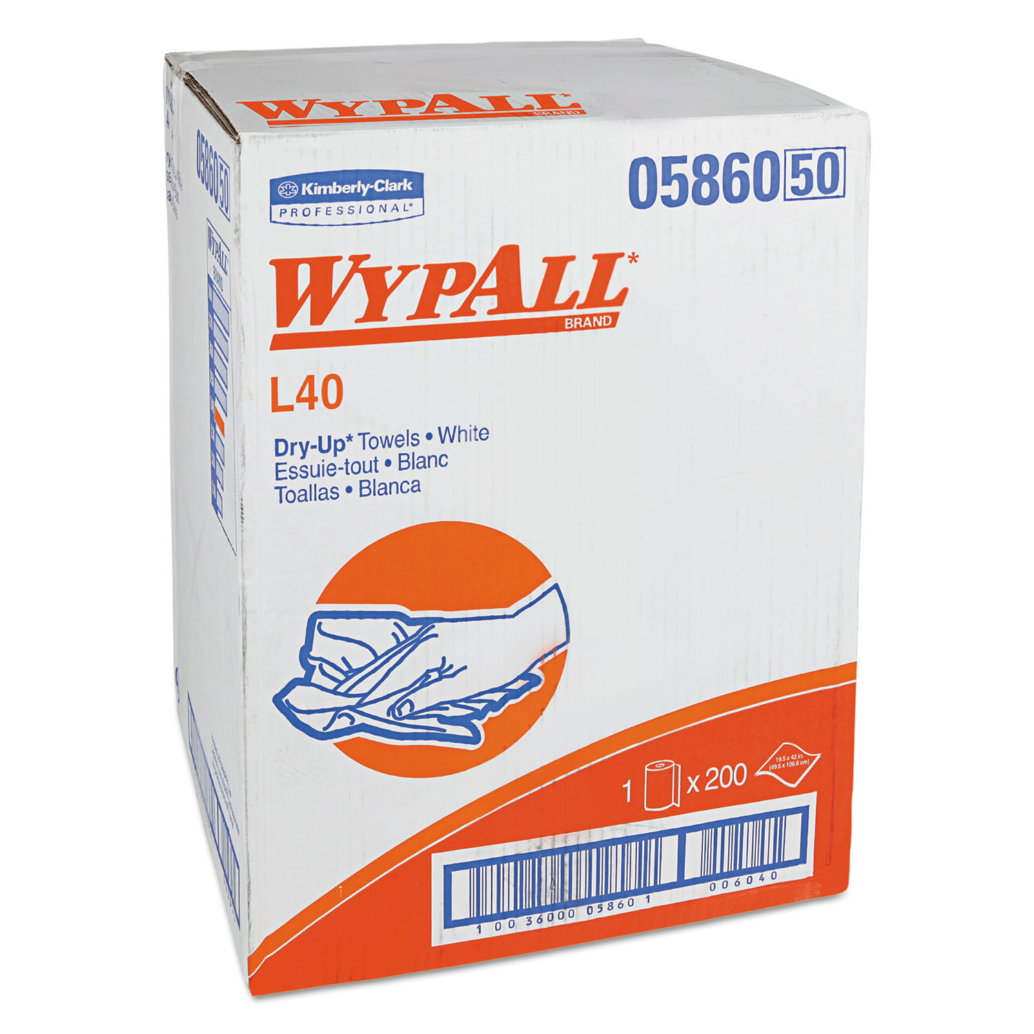 WypAll L40 Towels Dry Up Towels 19 5 X 42 White 200 Towels Roll WypAll L40 Towels Dry Up Towels 19 5 X 42 White 200 Towels Roll