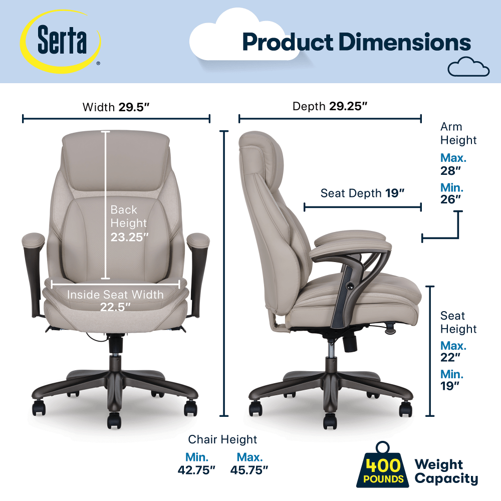 Serta SmartLayers Everett Big & Tall Ergonomic Vegan Leather High-Back ...