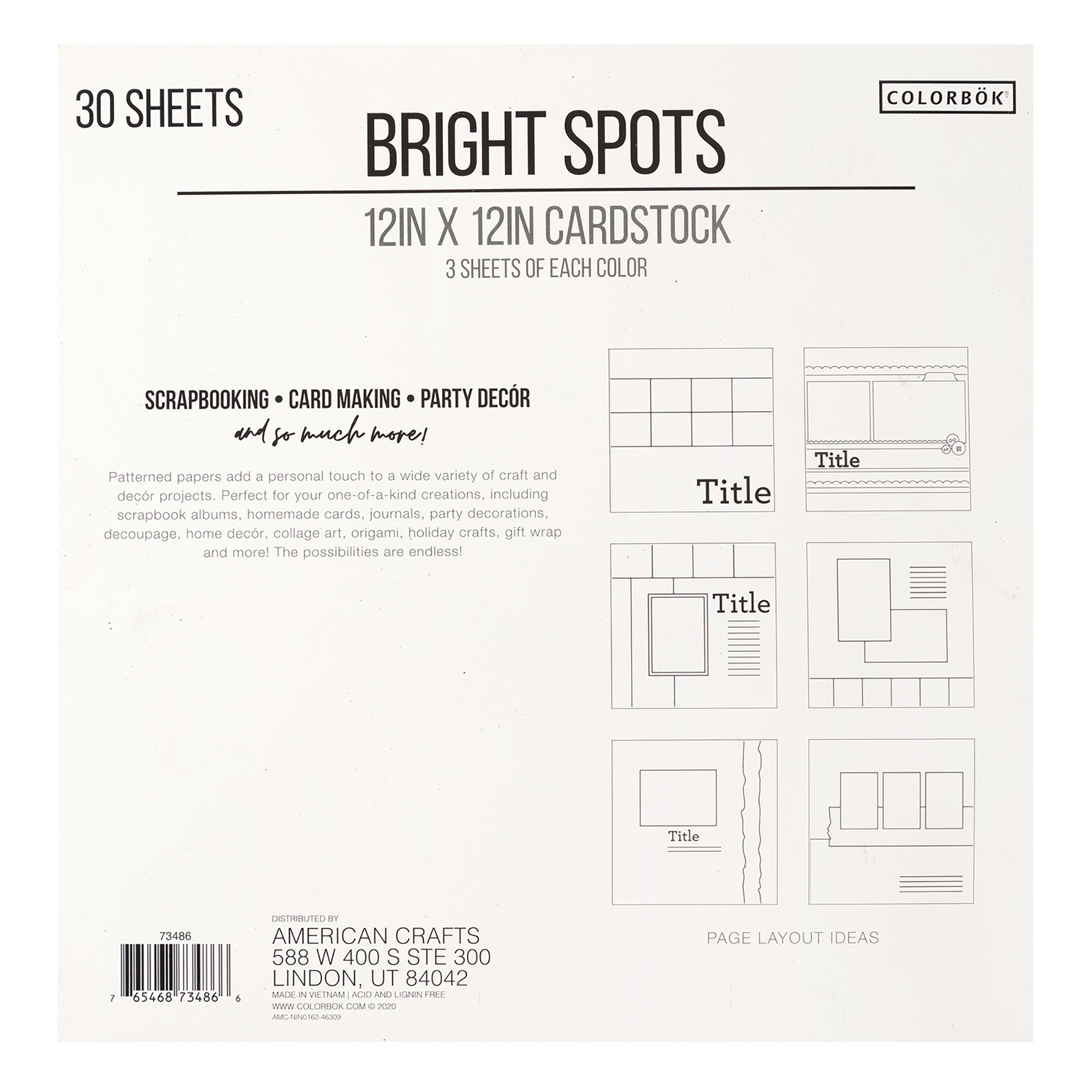 Colorbok 78lb Single-Sided Printed Cardstock 12"X12" 30/Pkg ...