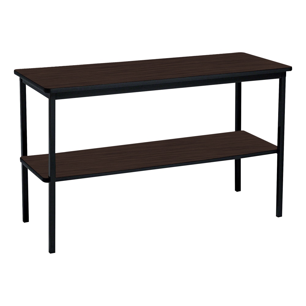 Iceberg Utility Table With Shelf, Rectangle, Walnut/Black ...