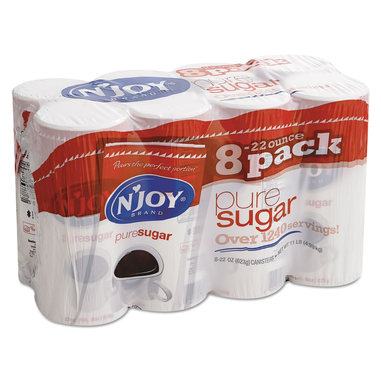 N'Joy Pure Sugar Cane, 22 oz Canister, 8/Pack | OfficeSupply.com