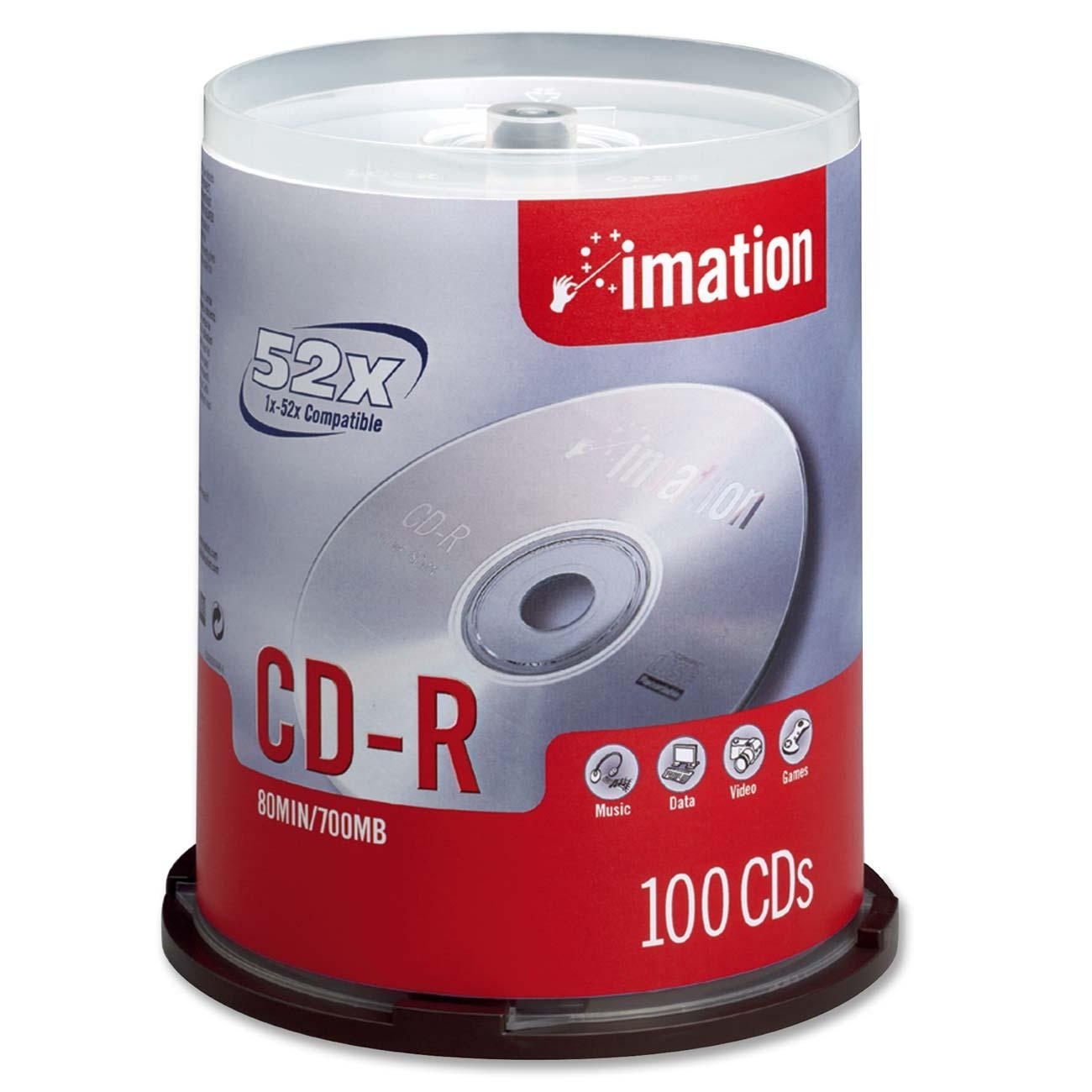 Imation CD Recordable Media - CD-R - 52x - 700 MB - 100 Pack Spindle - Silver | OfficeSupply.com