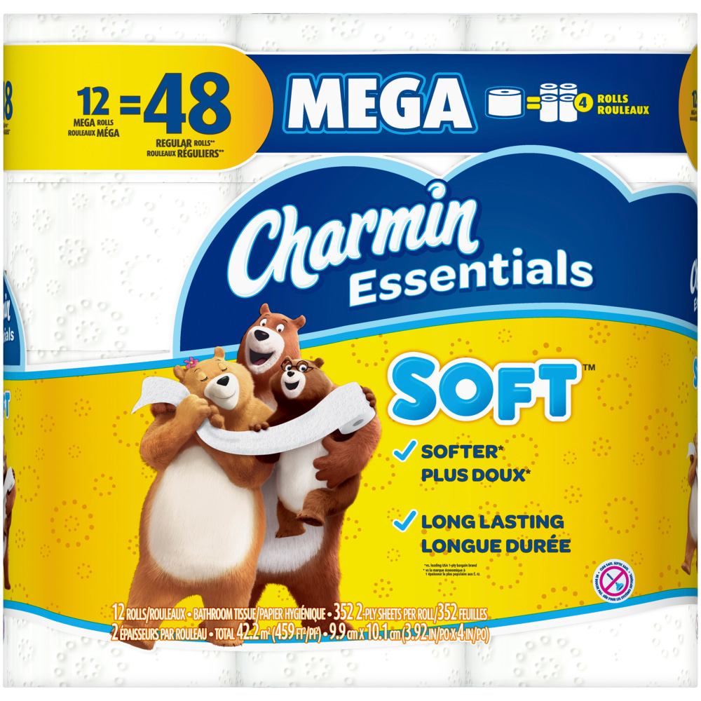 Charmin Essentials Soft 2-Ply Toilet Paper, 352 Sheets Per Roll, Pack ...