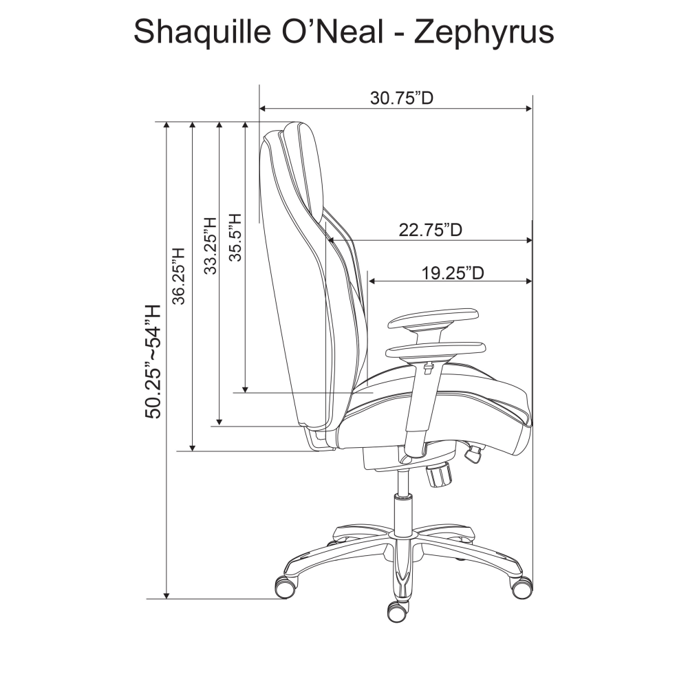 Shaquille O'Neal Zephyrus Ergonomic Bonded Leather High-Back Executive ...