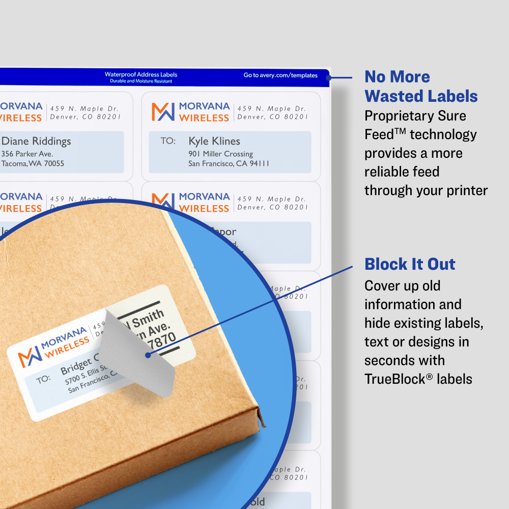 Avery TrueBlock Shipping Labels With Sure Feed Technology, 5163 ...