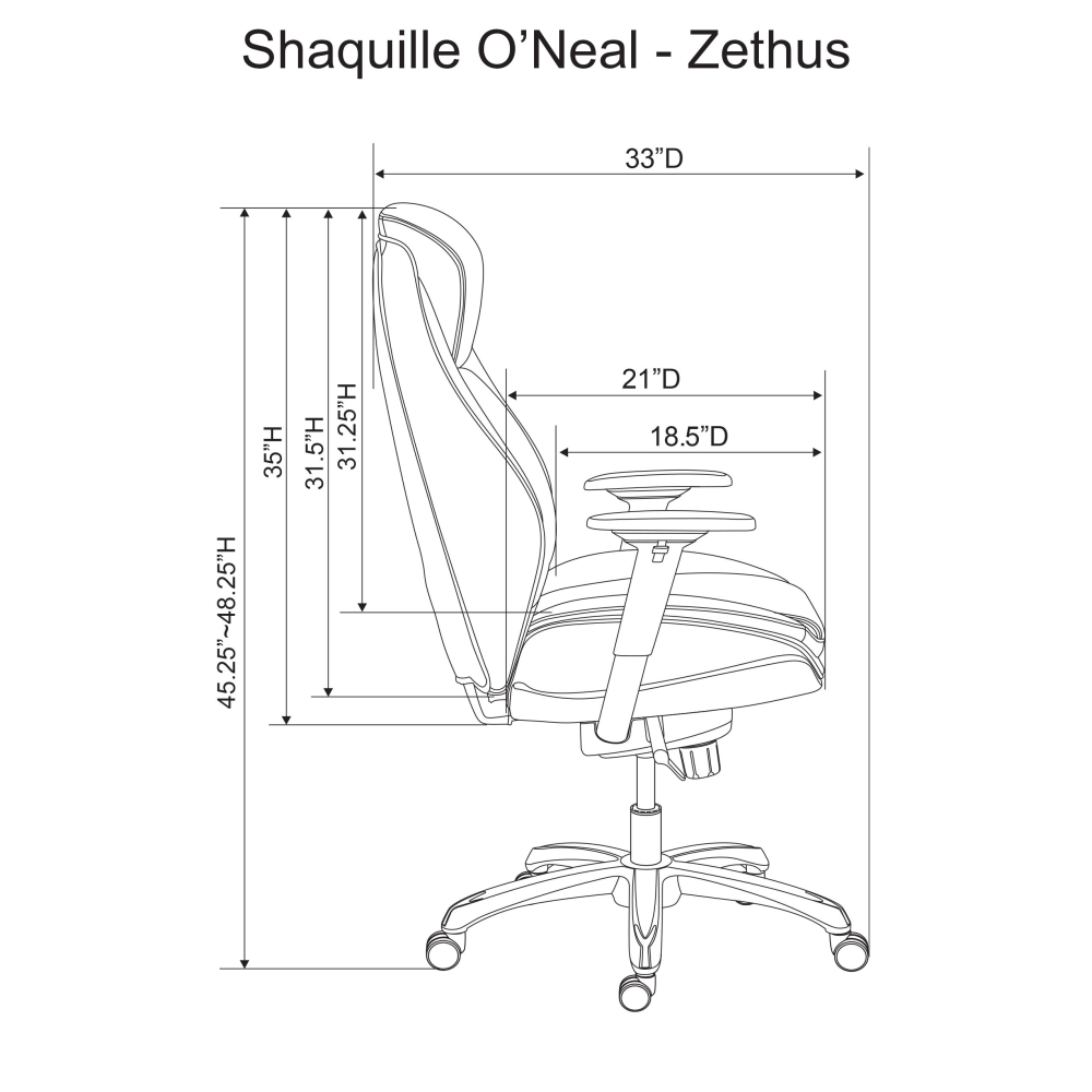 Shaquille O'Neal Zethus Ergonomic Bonded Leather High-Back Executive ...