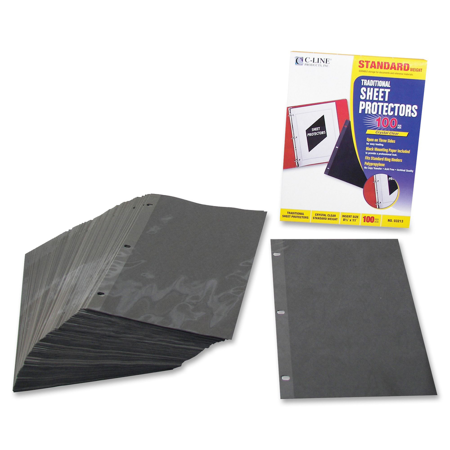 C-Line Traditional Sheet Protectors, Medium-Duty, Side: 3-Hole Punched ...