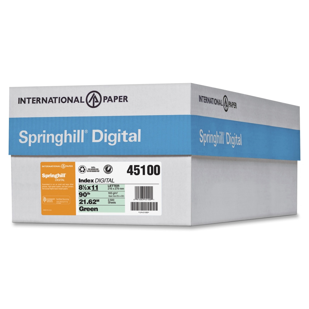 Springhill Card Stock, Green, Letter (8.5" x 11"), 90 Lb, Pack Of 250 ...