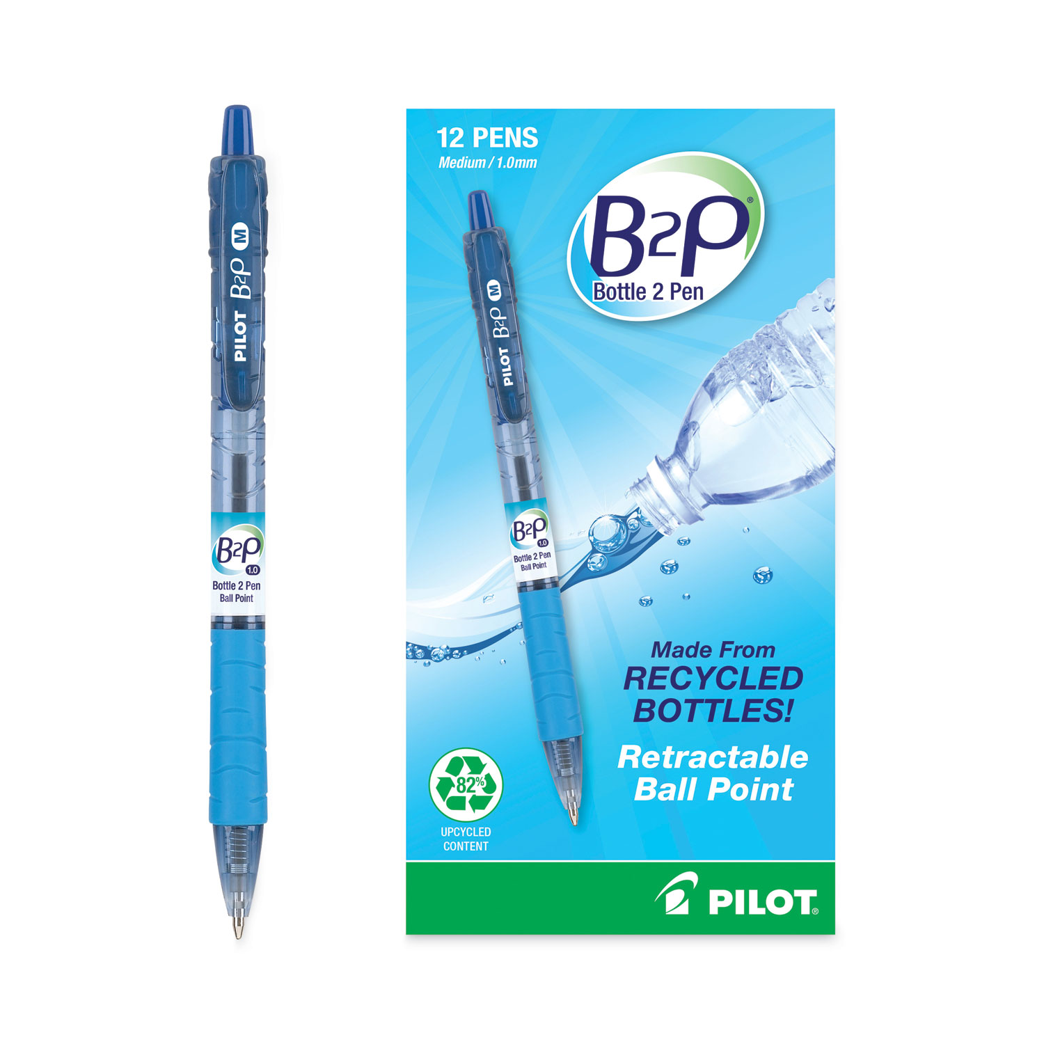 Pilot Bottle To Pen B2P BeGreen Ballpoint Pens, Medium Point, 1.0 mm ...